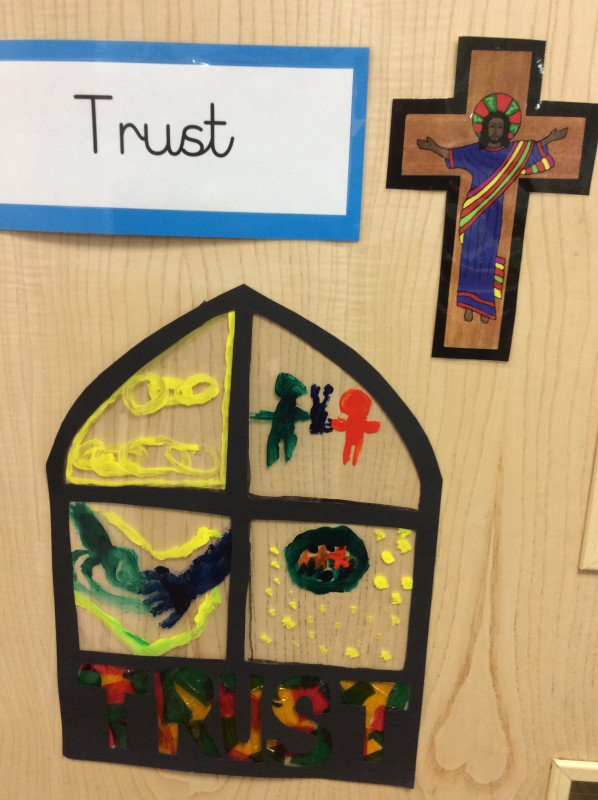 Moseley C of E Primary School: Trust Class stained glass window