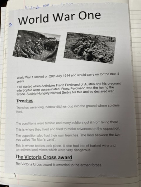 Moseley C of E Primary School: World War 1 Research