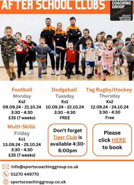 Bickerton Primary School: Extra Curricular Clubs and enrichment